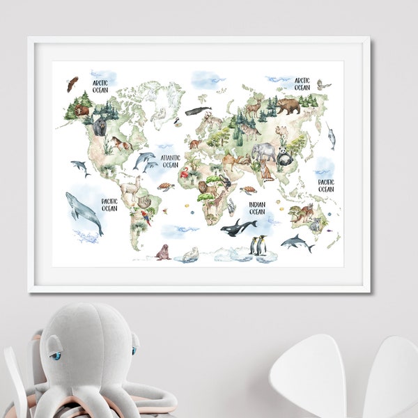 Sea Life World Map - Etsy