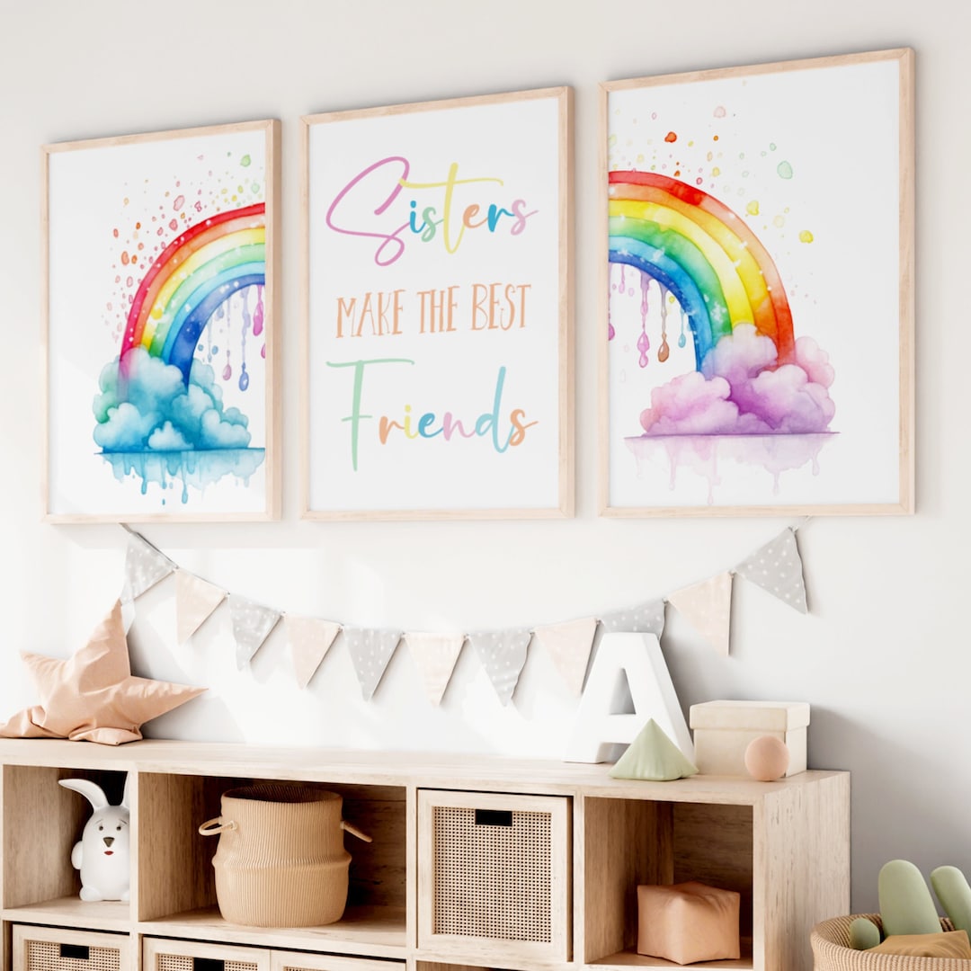 SET OF 3 Sister Prints, Sisters Bedroom Prints, Twin Sister Wall Art ...