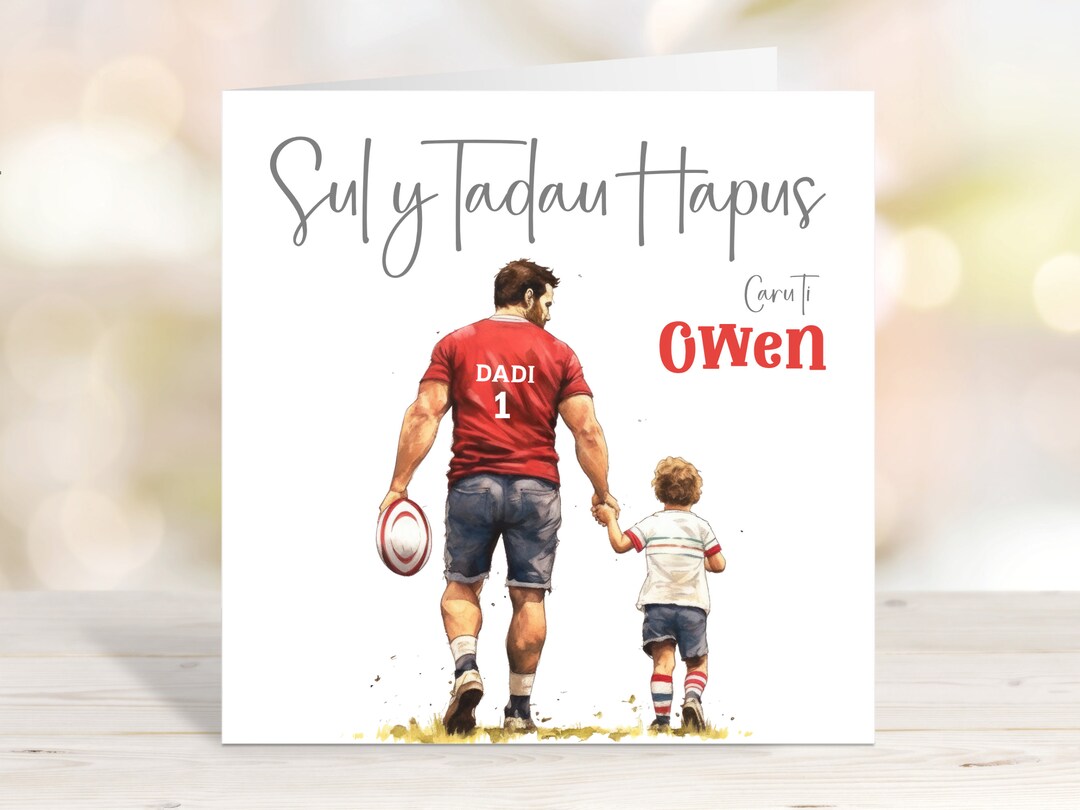 Personalised Welsh Father's Day Card, Cerdyn Sul Y Tadua Hapus, Happy ...