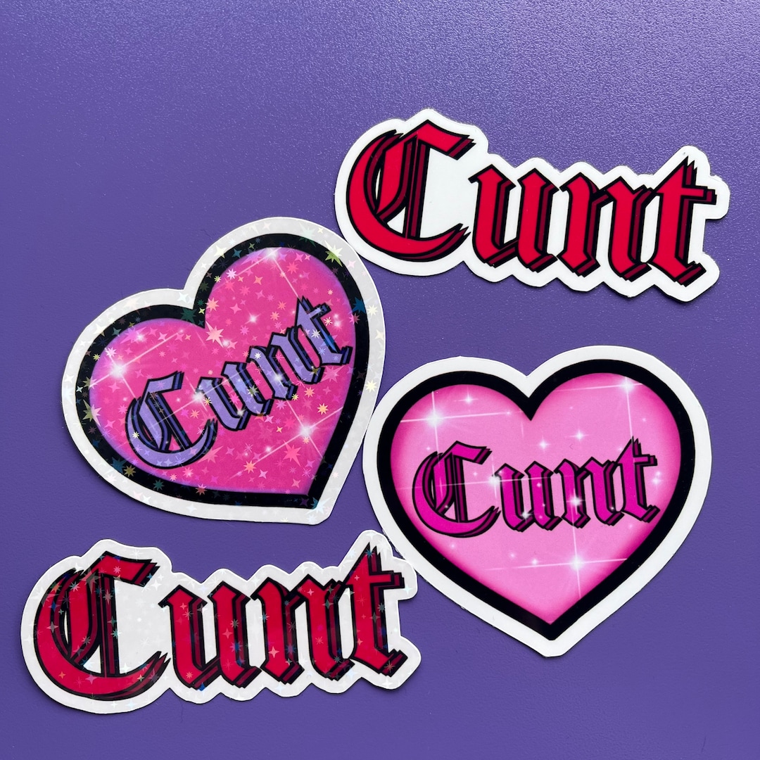 Cunt Heart Holographic Sticker Profanity Sticker, Kawaii Sticker ...