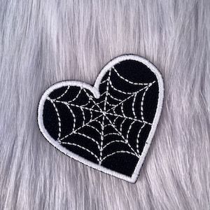 Spider Web Heart Patch Gothic Patch, Spooky, Halloween, Goth, Emo, Grunge Patch, Iron on Patch ...