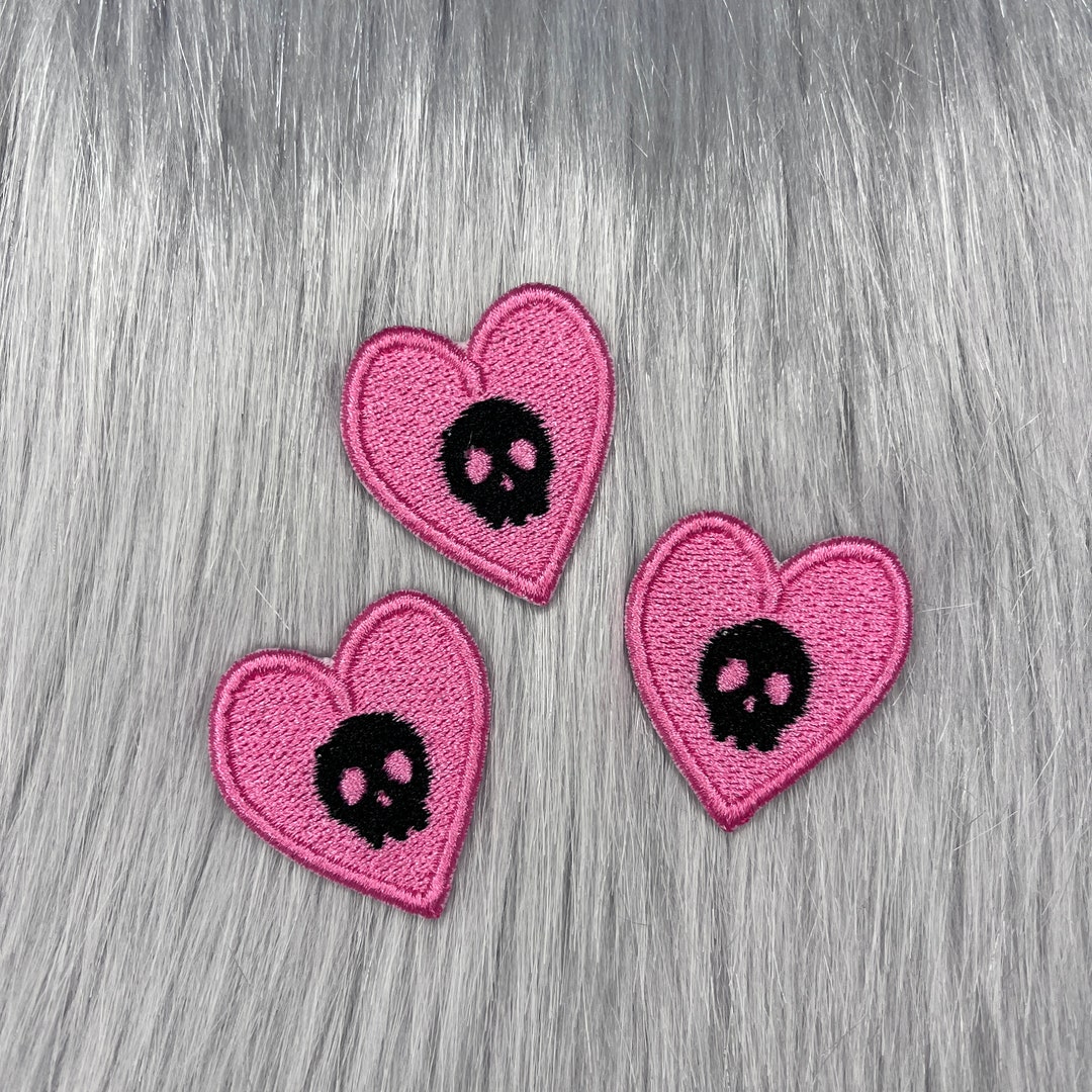 Pink Skull Heart Patch Set: Pastel Goth Iron-on Applique - Etsy