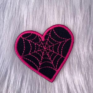 Spider Web Heart Patch Gothic Patch, Spooky, Halloween, Goth, Emo, Grunge Patch, Iron on Patch ...
