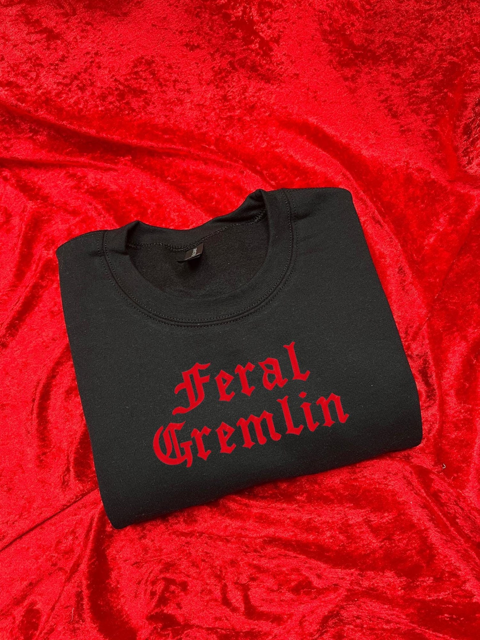 Feral Gremlin Embroidered Sweatshirt: Funny Goth Crewneck - Etsy