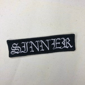 Sinner Patch - Embroidered Patches, Iron On, Sew On, Gothic, Witch, Occult, Goth, Weird, Spooky ...