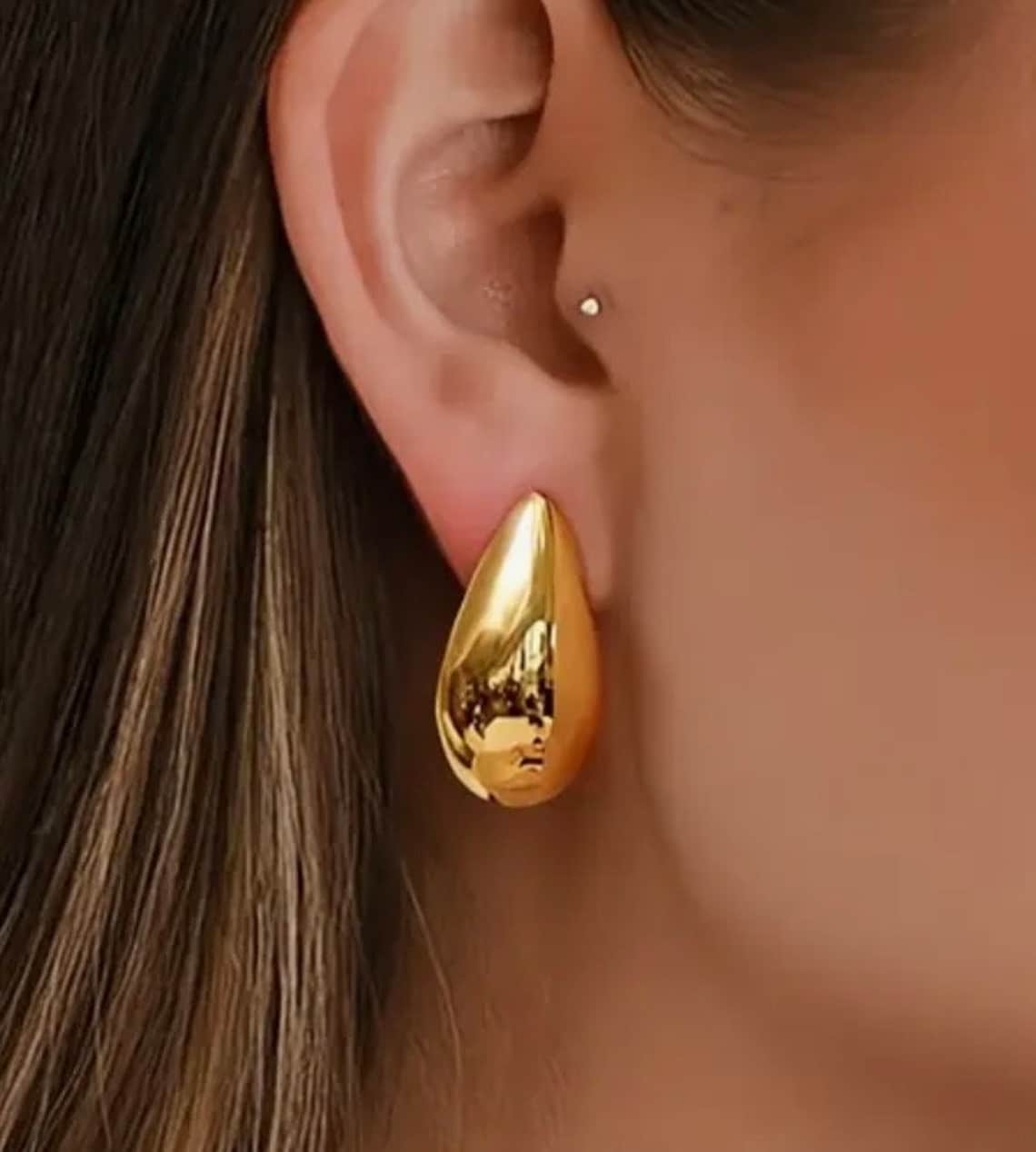 Teardrop Gold Earrings, Bottega Drop Earrings, Dupe Drop Earrings ...
