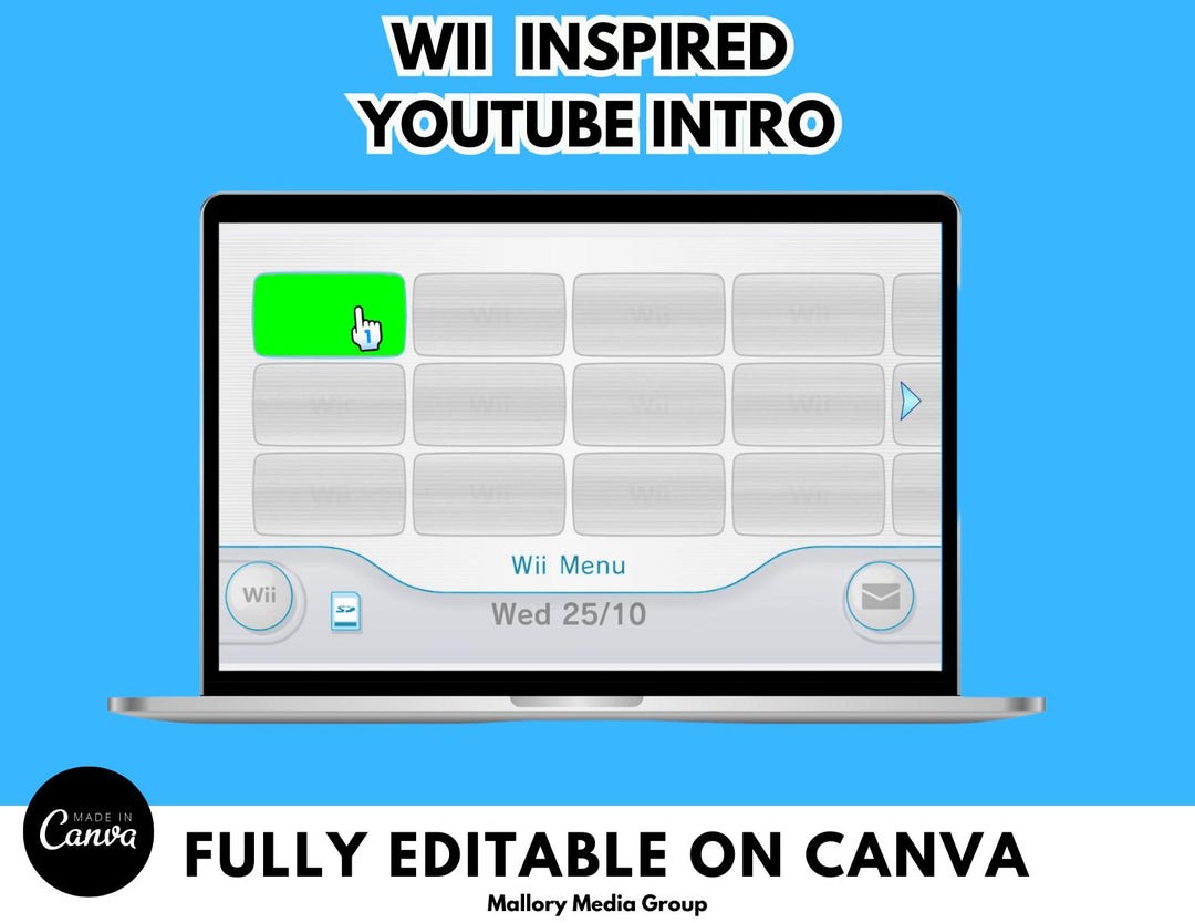 Wii Inspired Youtube Intro Template, Canva Editable Template, Youtube ...