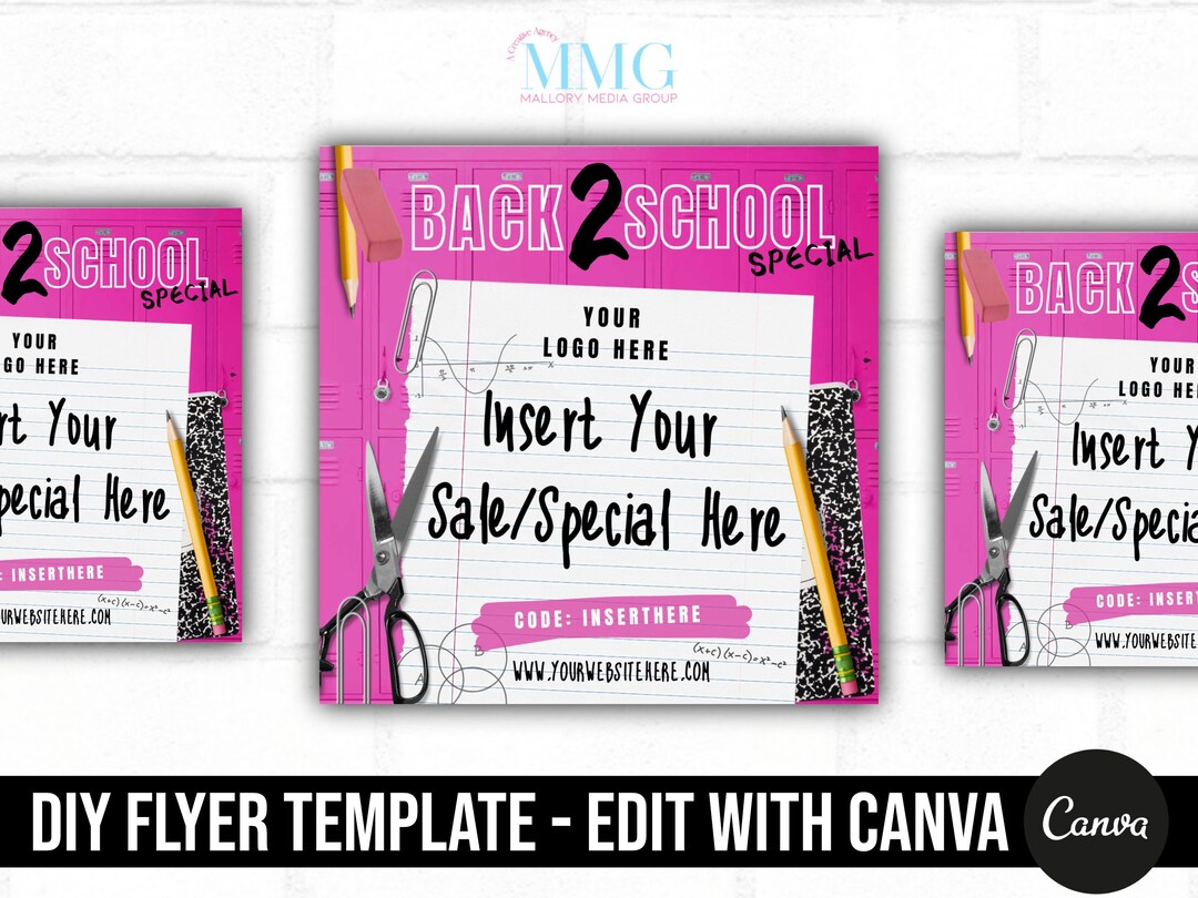 BACK TO SCHOOL Flyer, Canva Template, Diy Social Media Flyer, Edit With ...