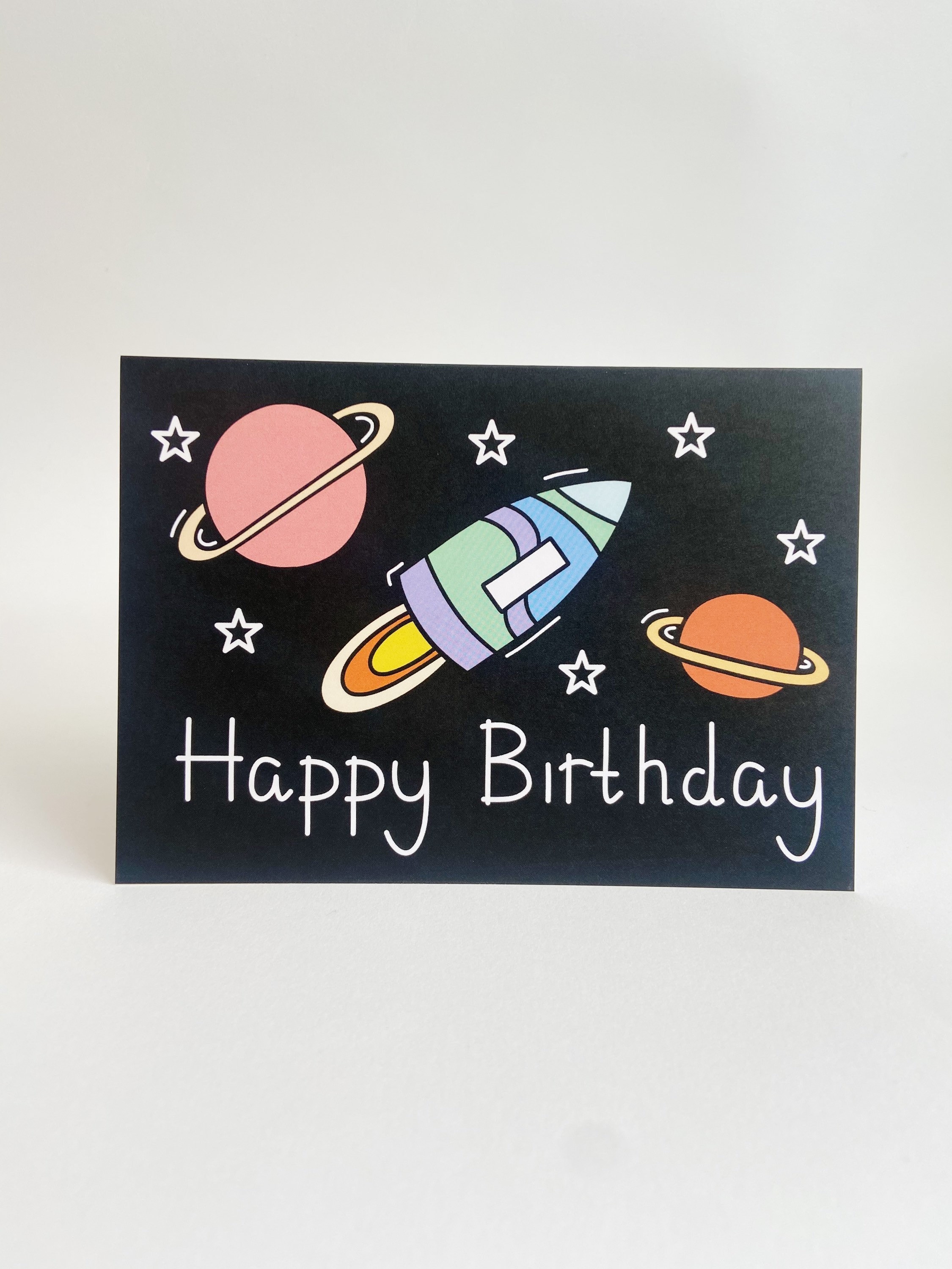 Space Happy Birthday Card Planets Birthday Card Spaceship | Etsy UK