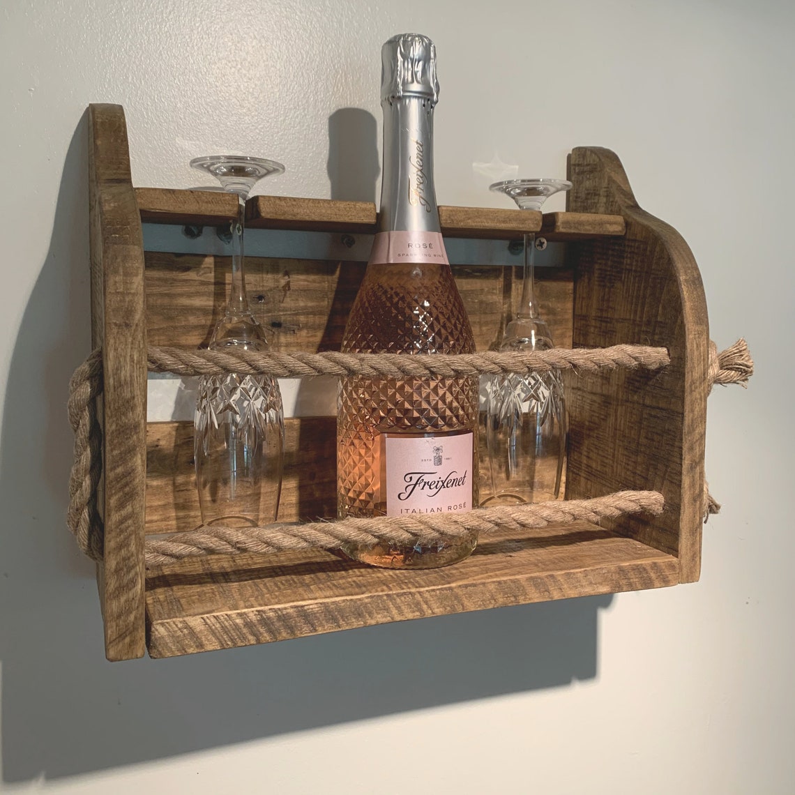 Handcrafted Reclaimed Wood Champagne/prosecco Display: Wall Mounted or ...