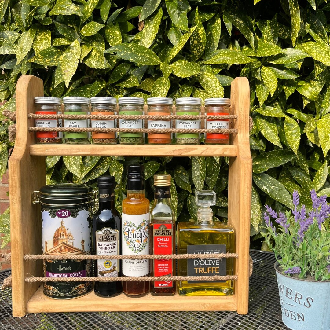 Wooden Spice and Condiment Rack - Perfect Kitchen Storage for Herbs and ...