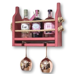 Pink Gin Rack for 3 Bottles and 2 Gin Balloons. Other Options Available ...