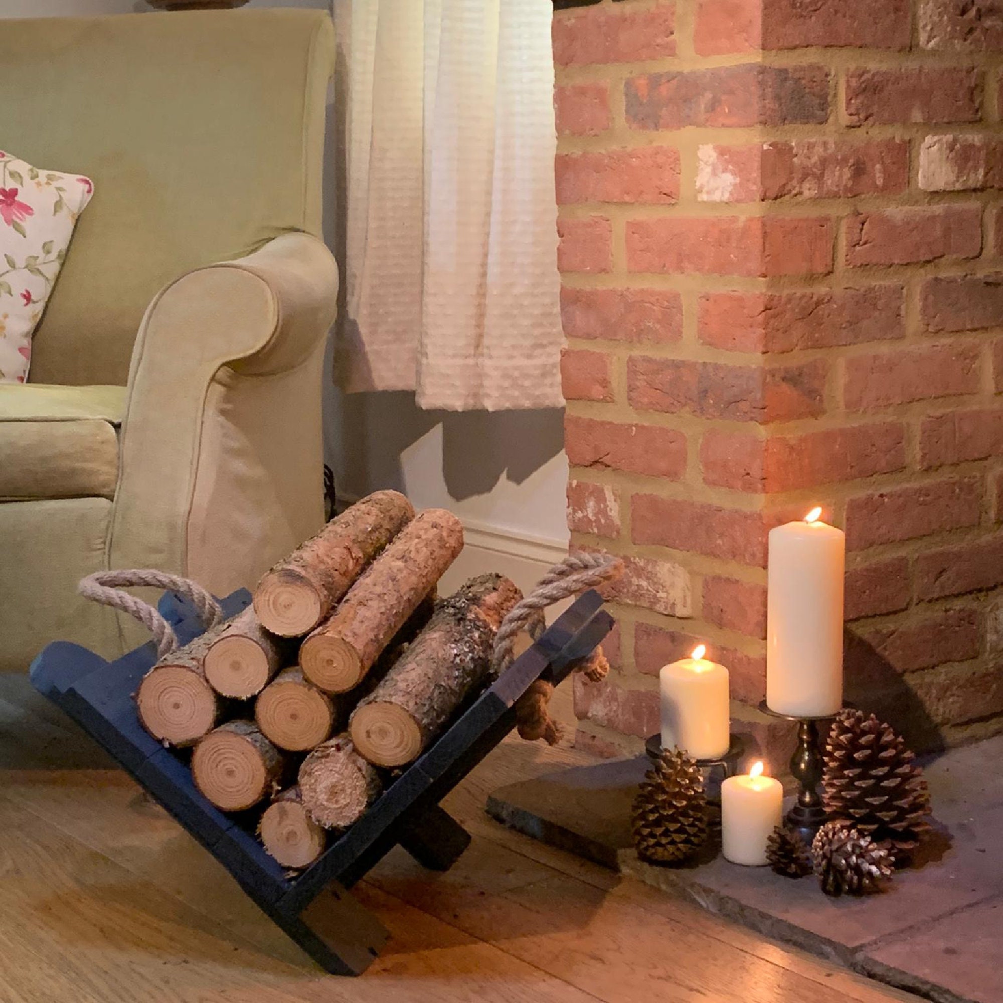 Wooden Log Basket Handmade in the UK From Rustic Wood With | Etsy