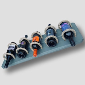 Wine Rack - Wall Mounted Rustic Reclaimed Wood Wine Rack - Natural Rope ...