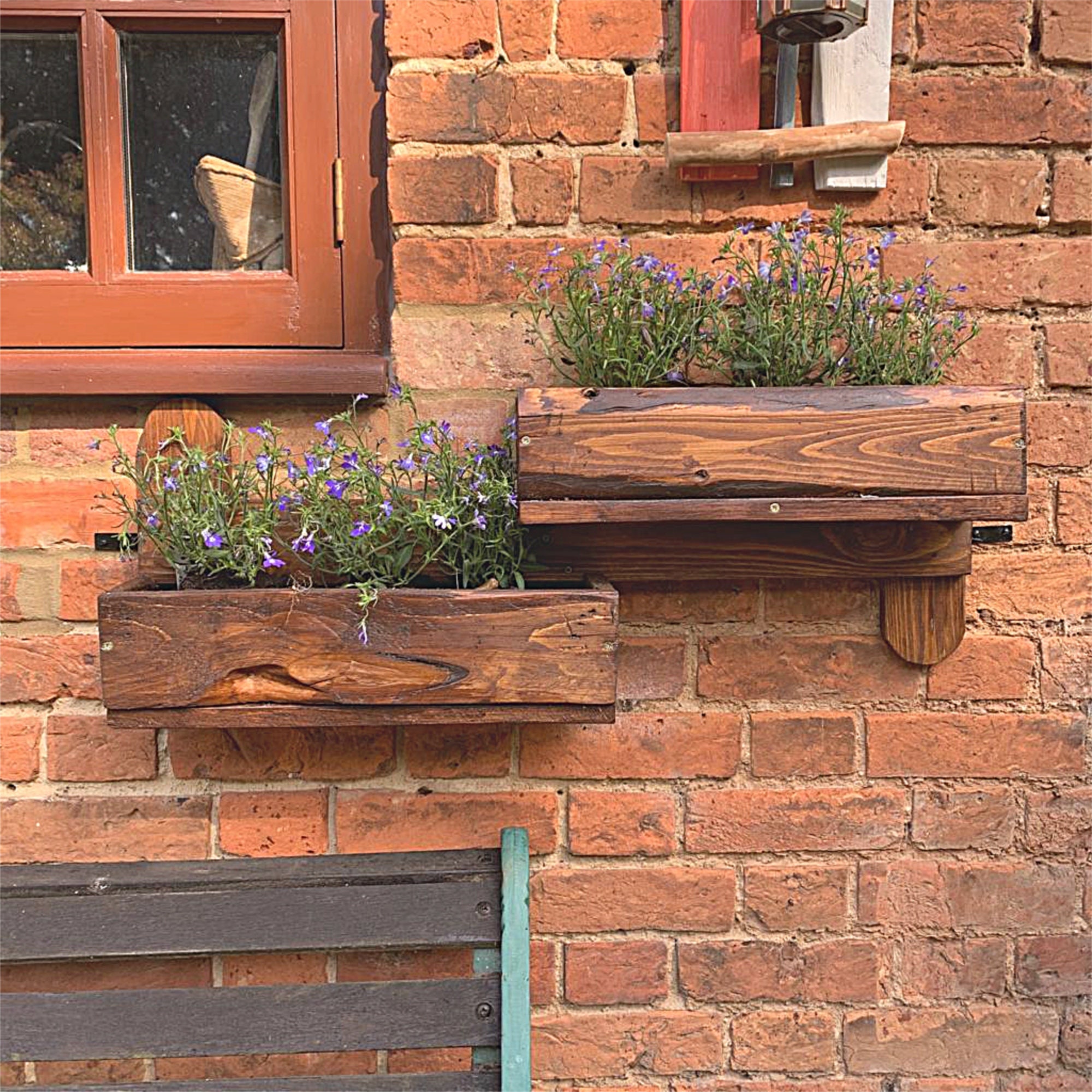 Rustic Wood Double Outdoor Window Box for Herbs and Flowers | Etsy