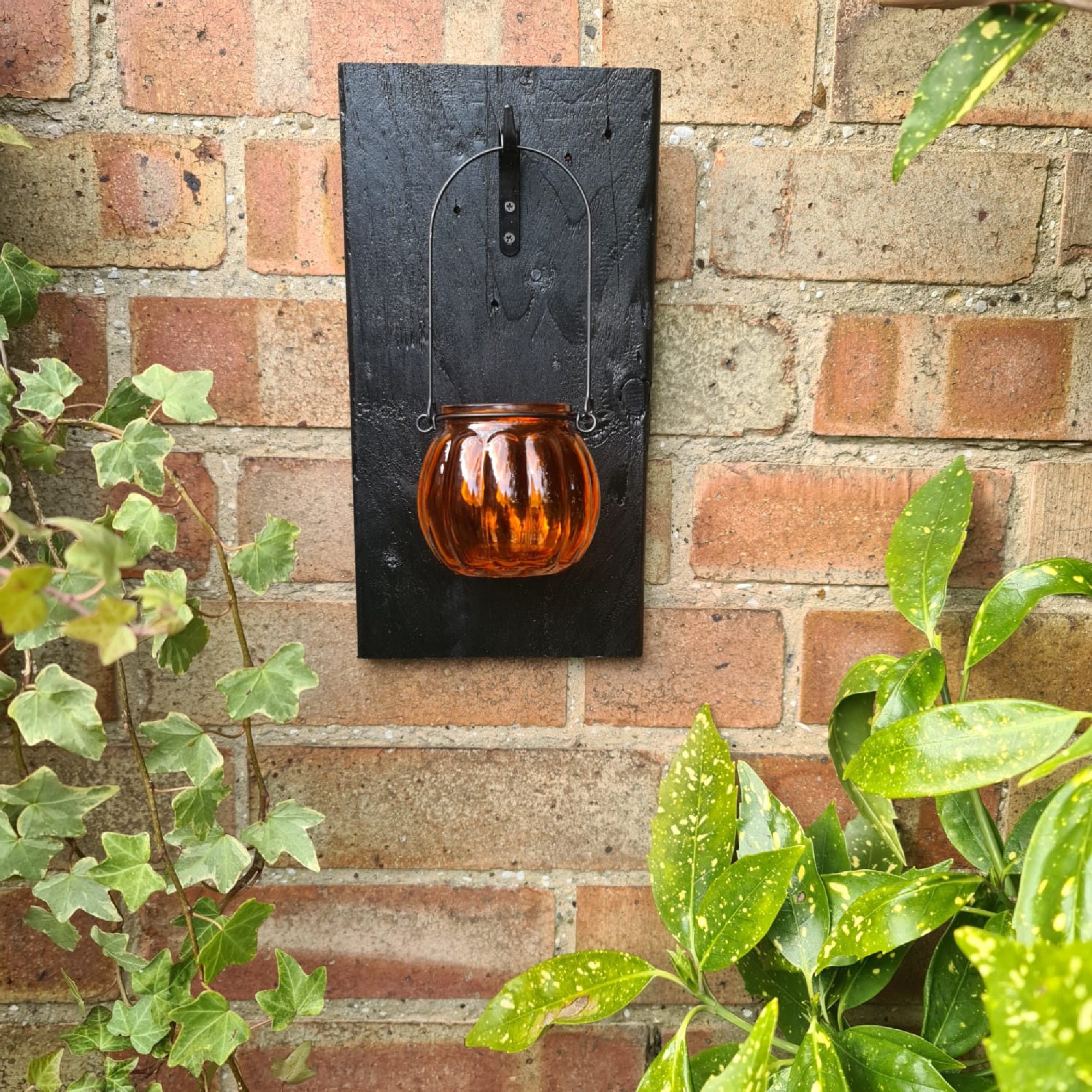 Handmade Rustic Black Wall Lantern holder with Glass Lantern | Etsy