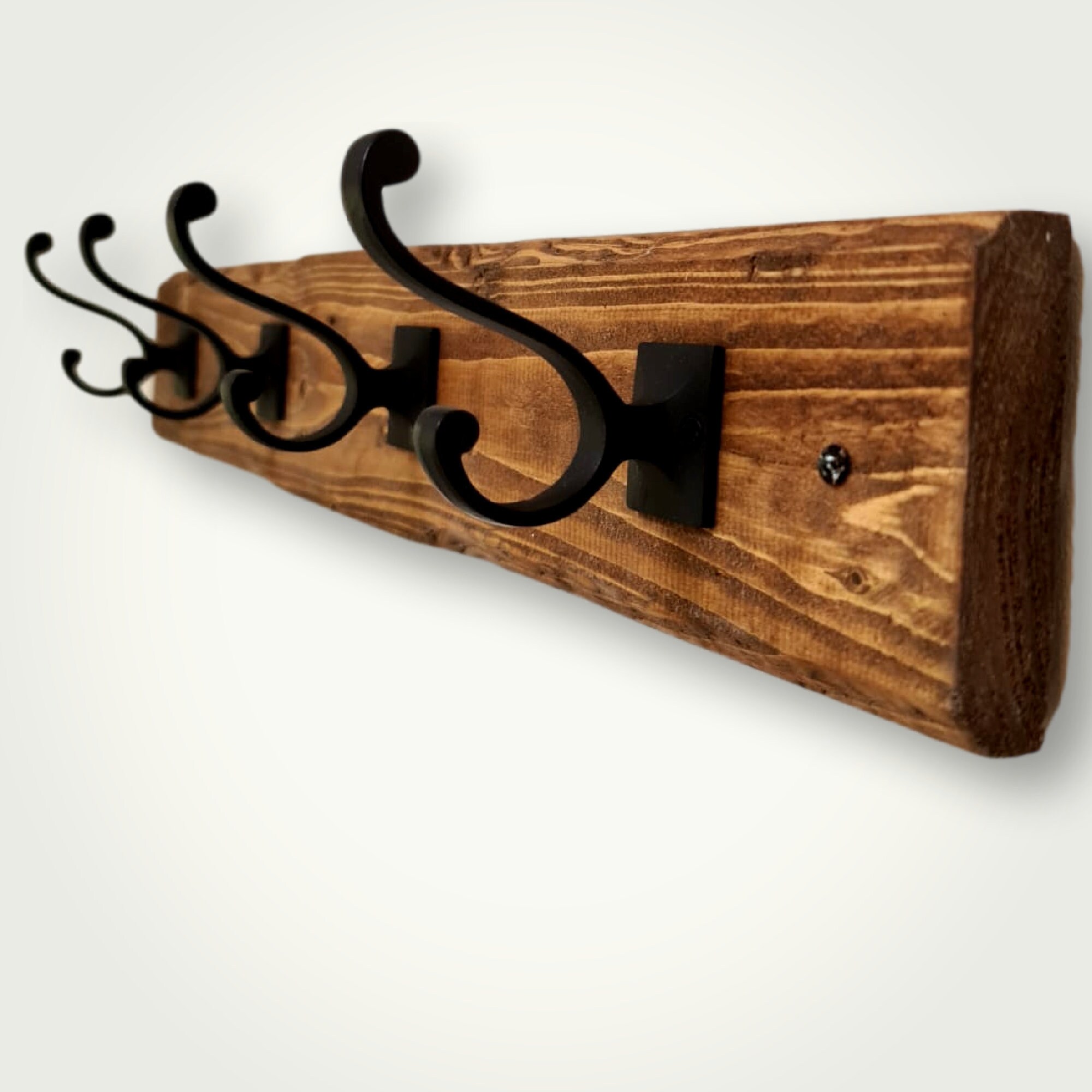Mahogany Rustic Wood Coat Rack Wall Mounted With Rustic Coat - Etsy UK