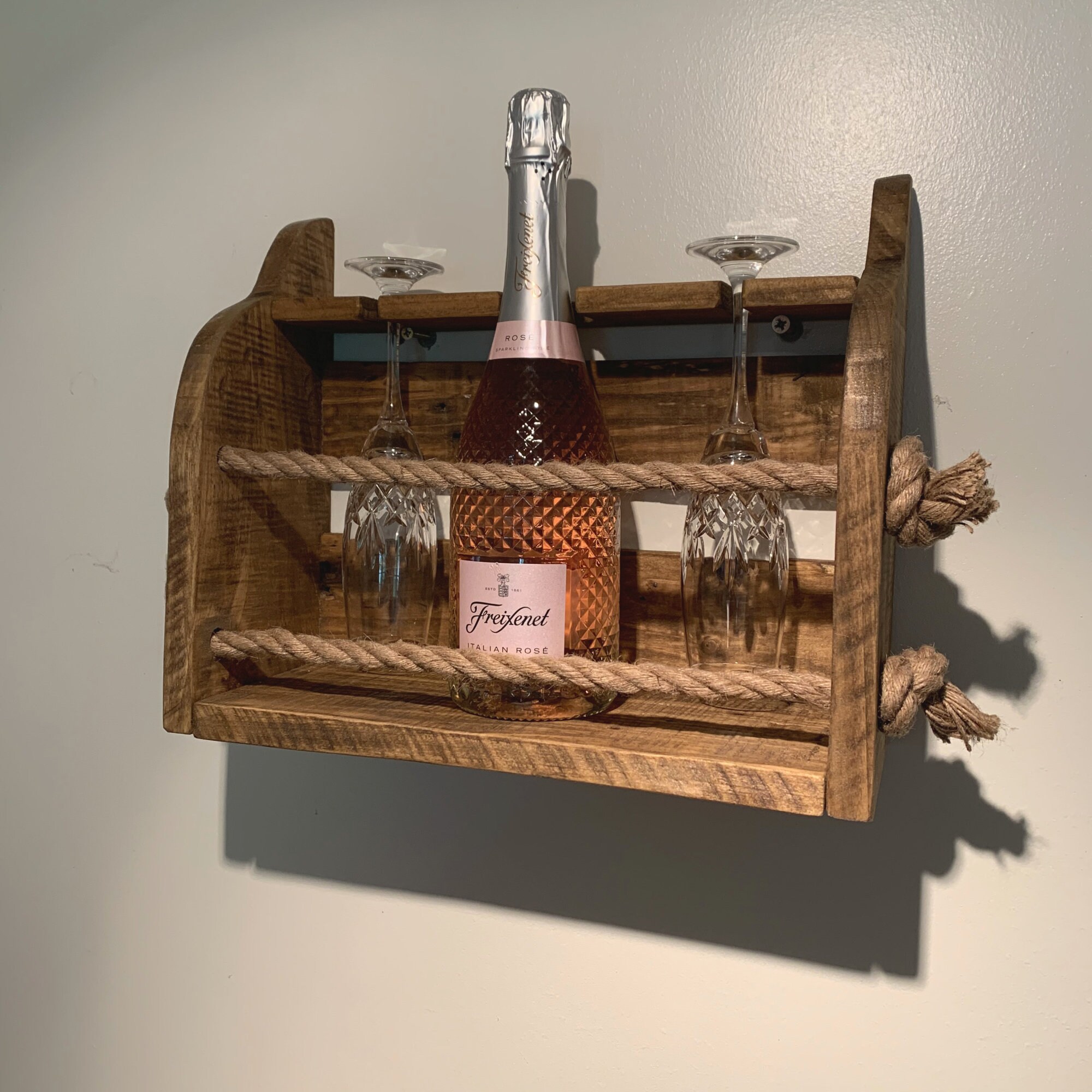Handcrafted Reclaimed Wood Champagne/prosecco Display: Wall Mounted or ...