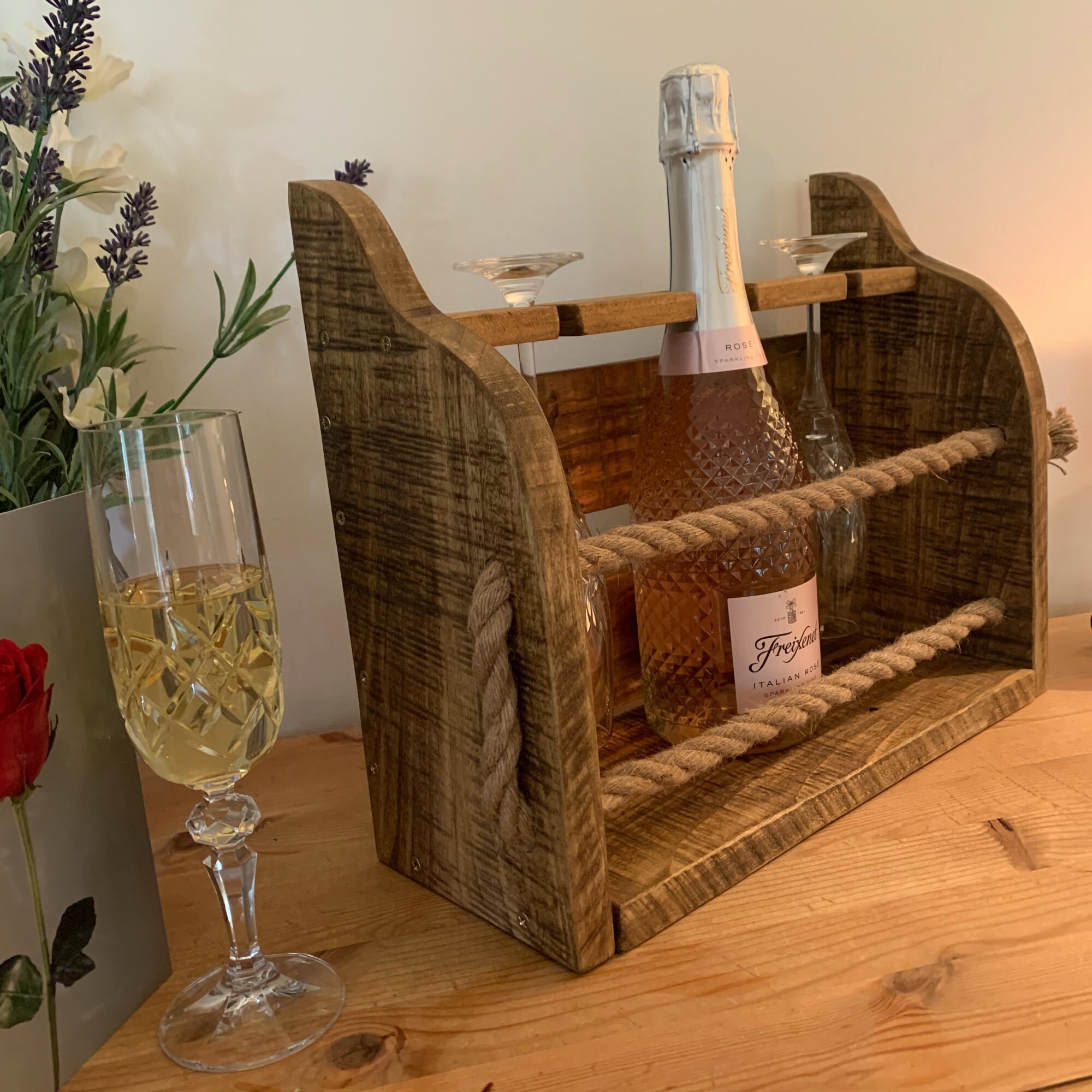 Handcrafted Reclaimed Wood Champagne/prosecco Display: Wall Mounted or ...