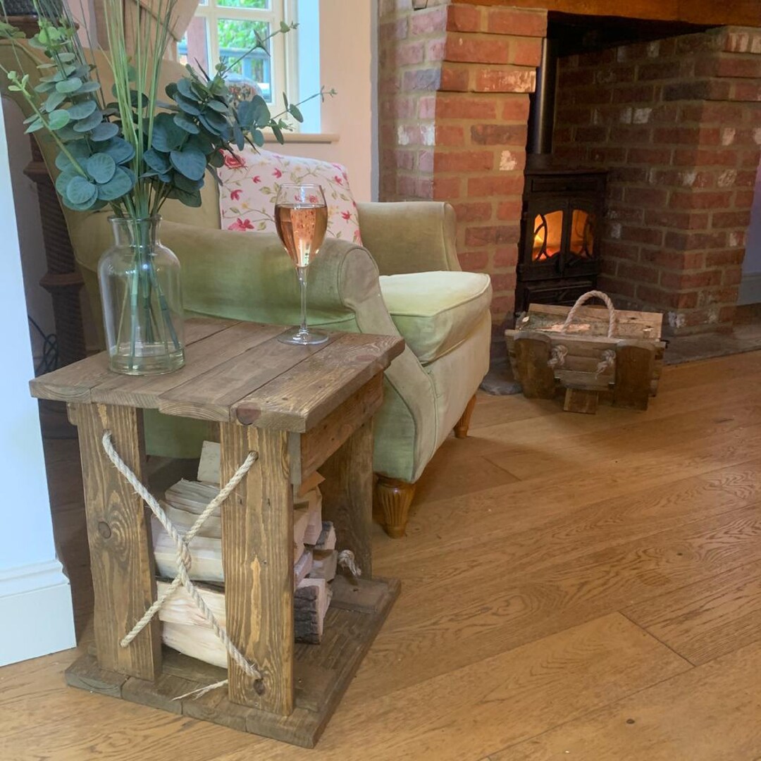 Wooden Side Table in Reclaimed Rustic Pine Perfect for Holding - Etsy