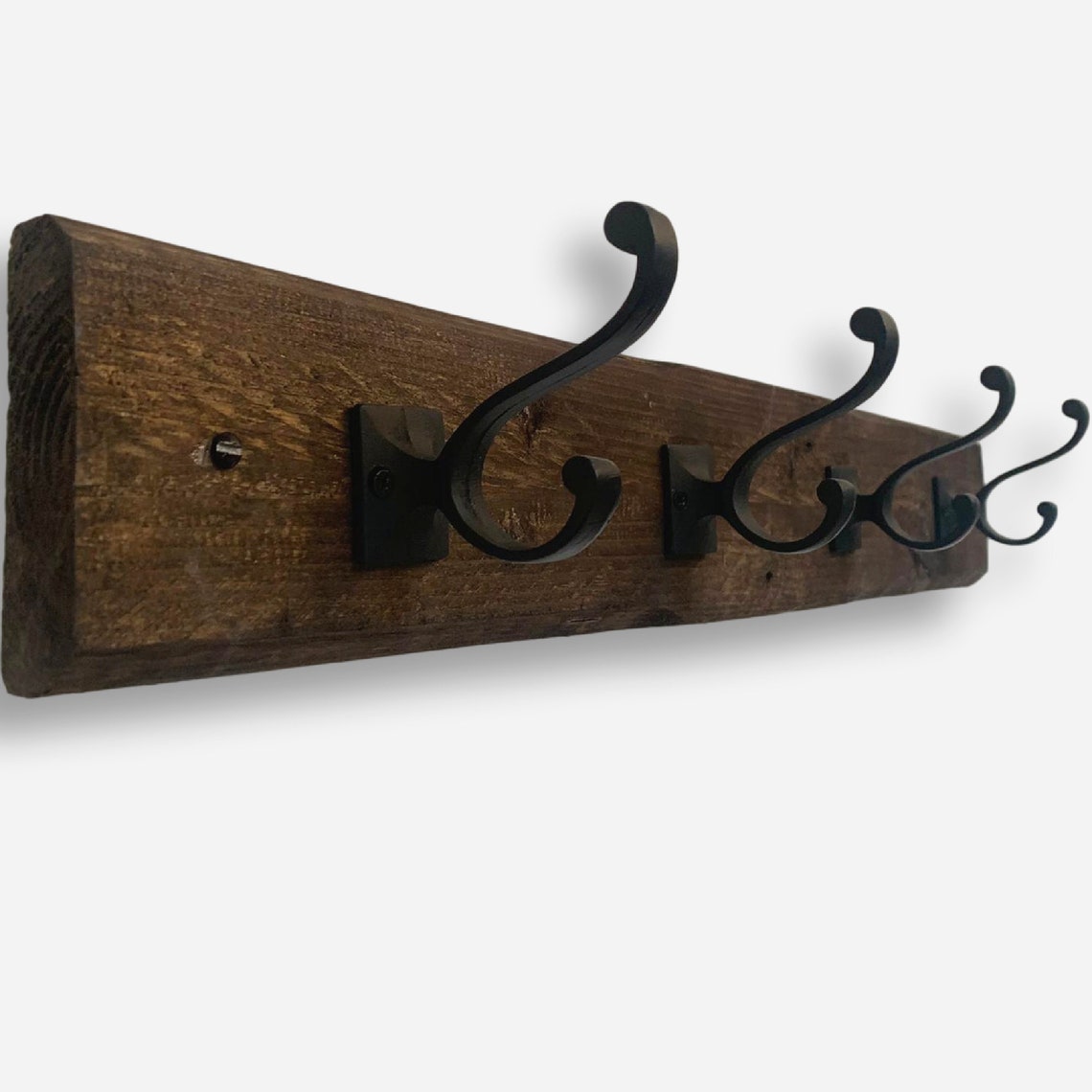 Jacobean Oak Rustic Wood Coat Rack Wall Mounted With Rustic - Etsy