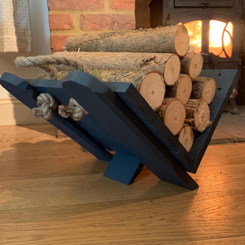 Wooden Log basket Handmade in the UK from Rustic Wood with | Etsy