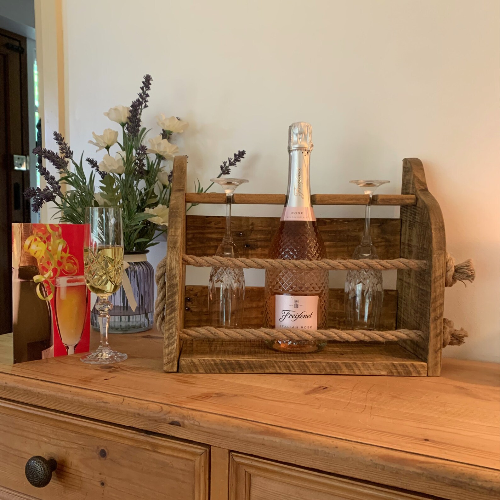 Handcrafted Reclaimed Wood Champagne/prosecco Display: Wall Mounted or ...