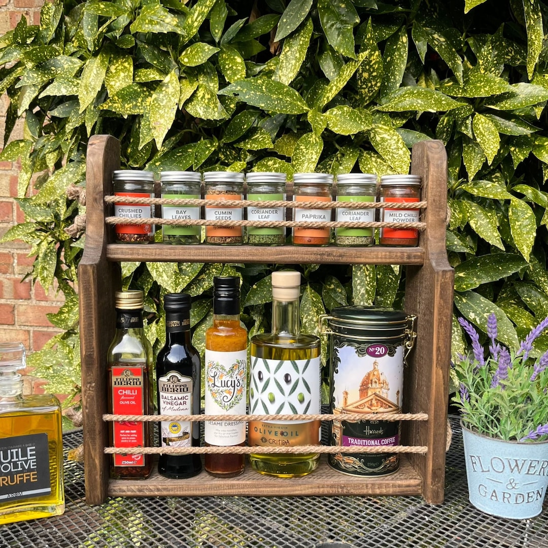Wooden Spice and Condiment Rack - Perfect Kitchen Storage for Herbs and ...