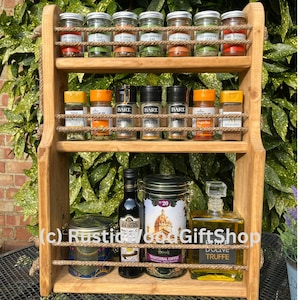 Wooden Double Shelf Spice and Condiment Rack - Perfect Kitchen Storage ...