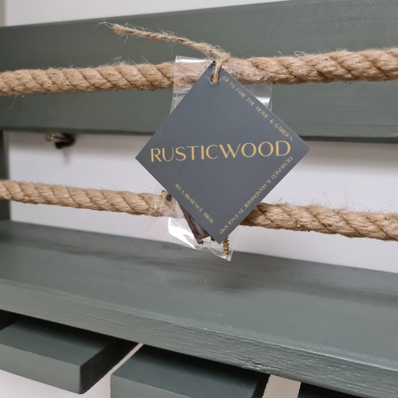 Rustic Grey Gin Bar: Wall Mounted Spirits Rack With Rope Detail - Etsy