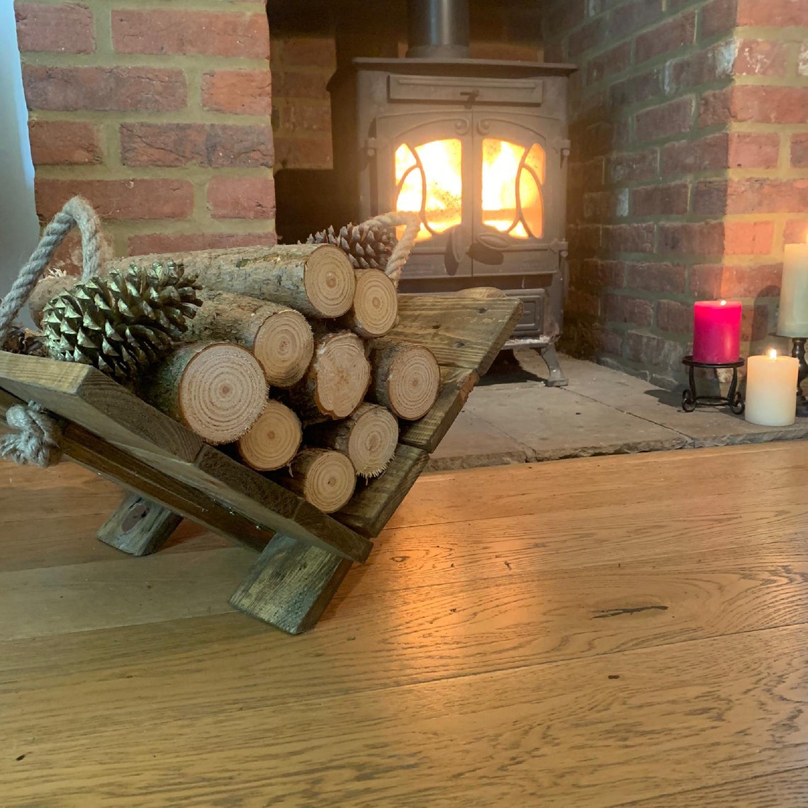 Log Storage Basket Made in the UK From Reclaimed Wood With - Etsy