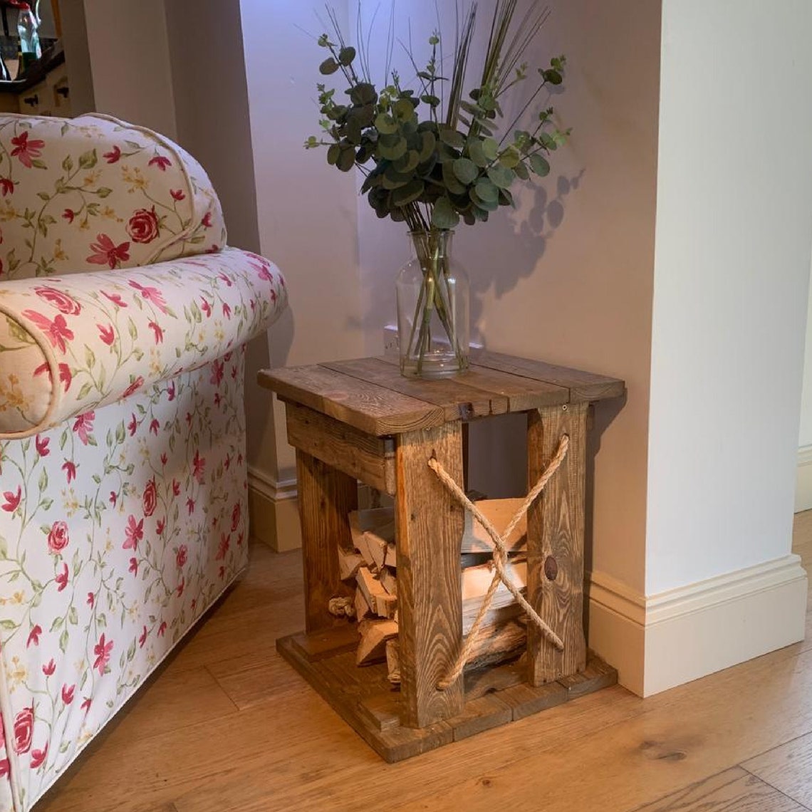 Wooden Side Table in Reclaimed Rustic Pine Perfect for Holding | Etsy