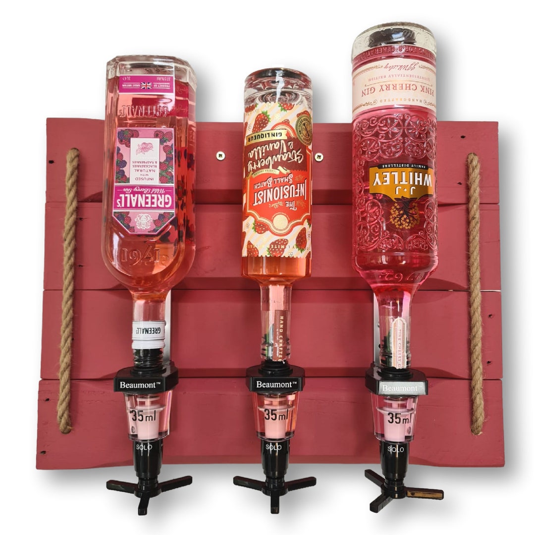 Handmade Pink Gin Optics Bar: Rustic Wood Wall Mount With Rope Detail ...