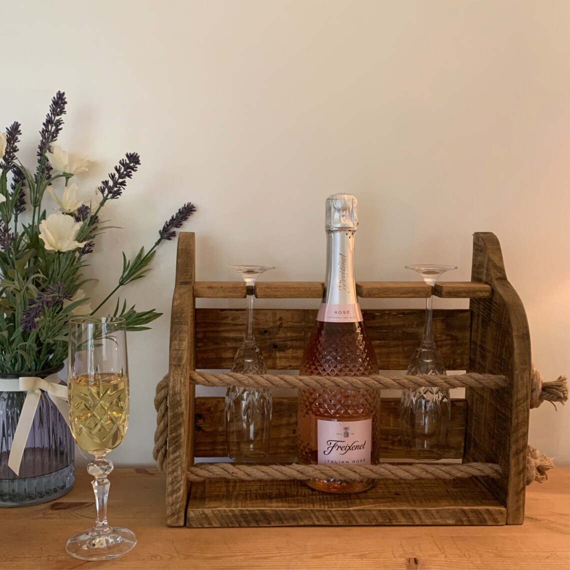 Handcrafted Reclaimed Wood Champagne/prosecco Display: Wall Mounted or ...