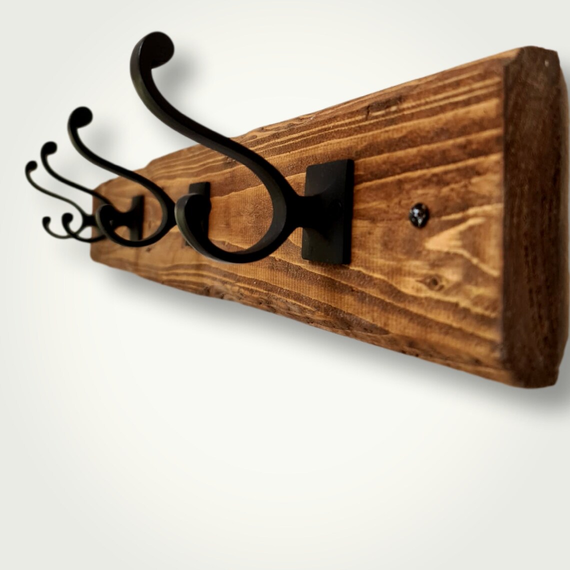 Mahogany Rustic Wood Coat Rack Wall Mounted With Rustic Coat | Etsy UK