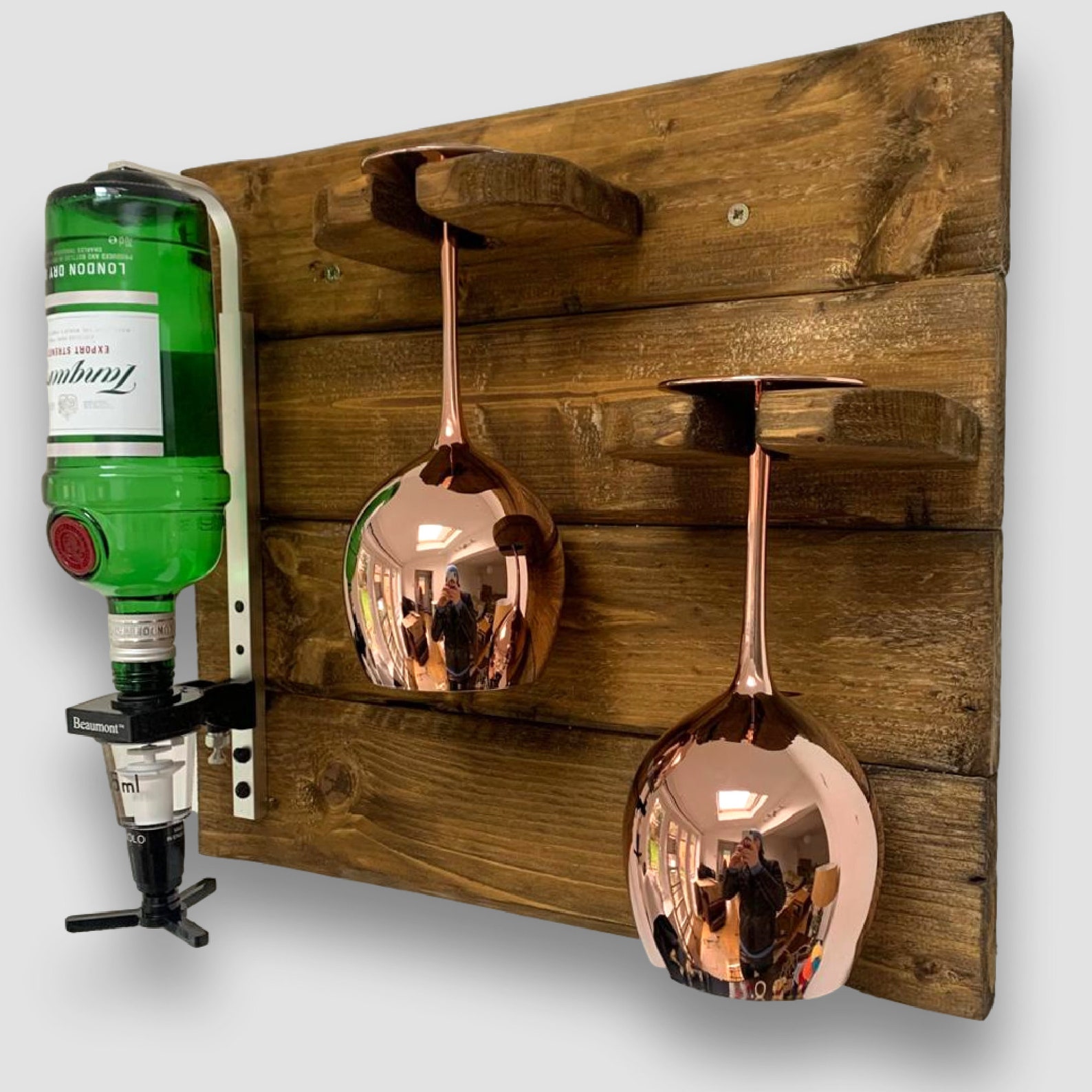 Gin Optics Drinks Rack Handcrafted Rustic Wall Mounted Wood - Etsy UK