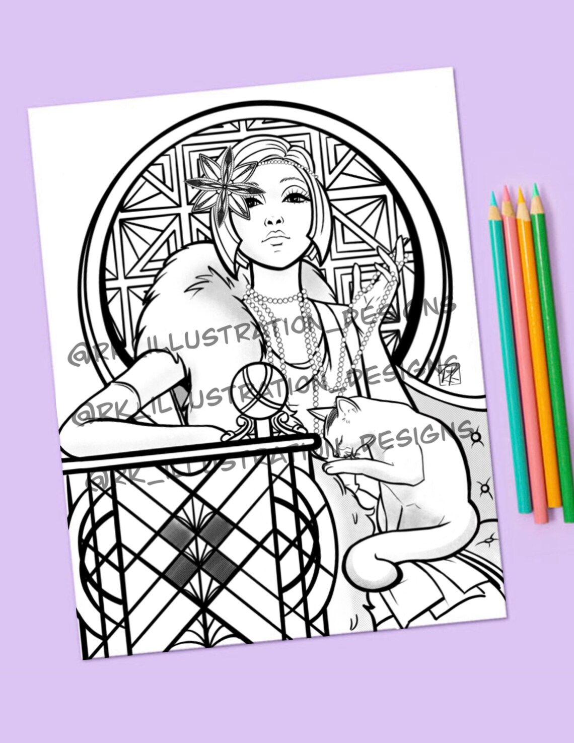 3 Art Deco Coloring Sheets for Adults, Instant Downloadable Print ...