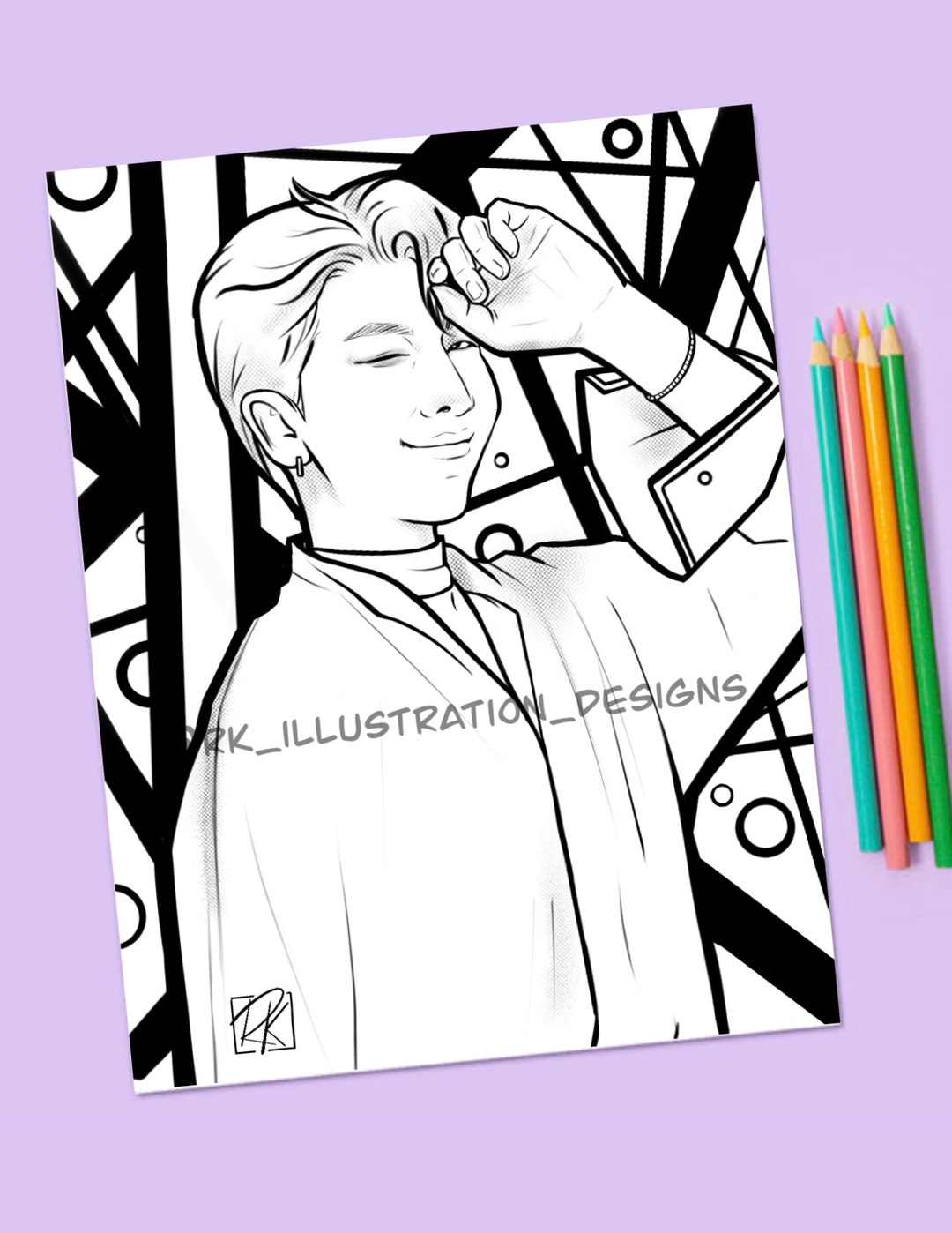 2 BTS Coloring Sheets, V, Rm, Kim Taehyung Coloring Sheet,instant ...