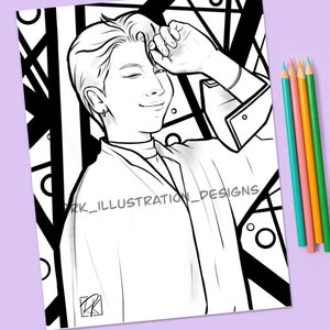 2 BTS Coloring Sheets, V, Rm, Kim Taehyung Coloring Sheet,instant ...