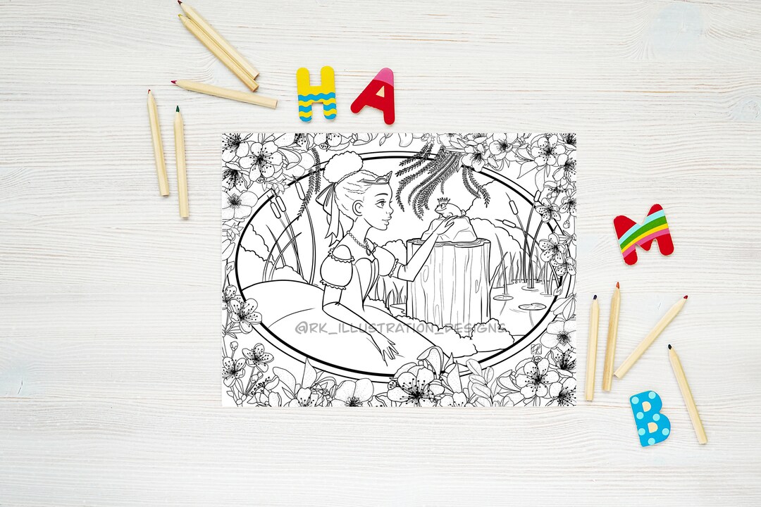 Little Mermaid and the Princess and the Frog Fairytale Themed Coloring ...