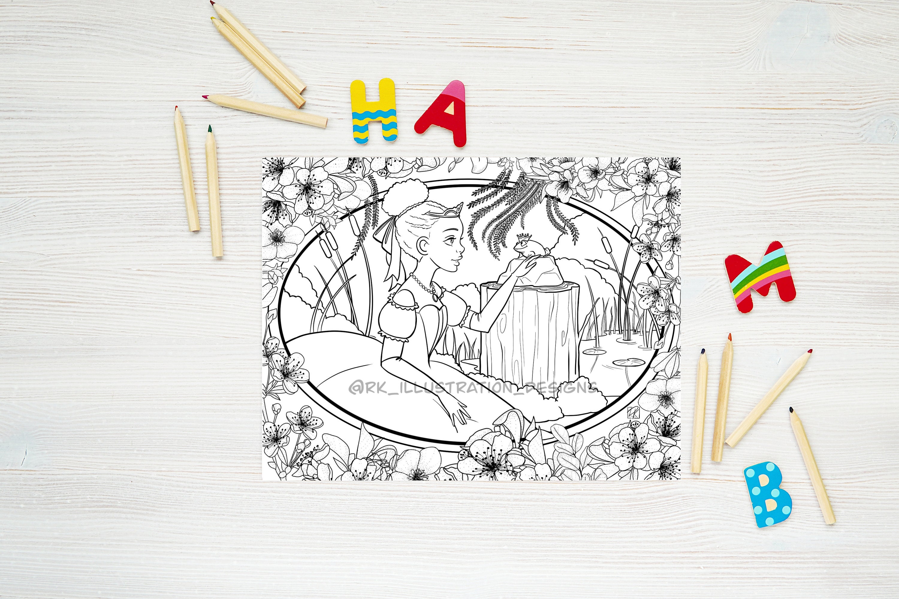 Little Mermaid and the Princess and the Frog Fairytale Themed Coloring ...