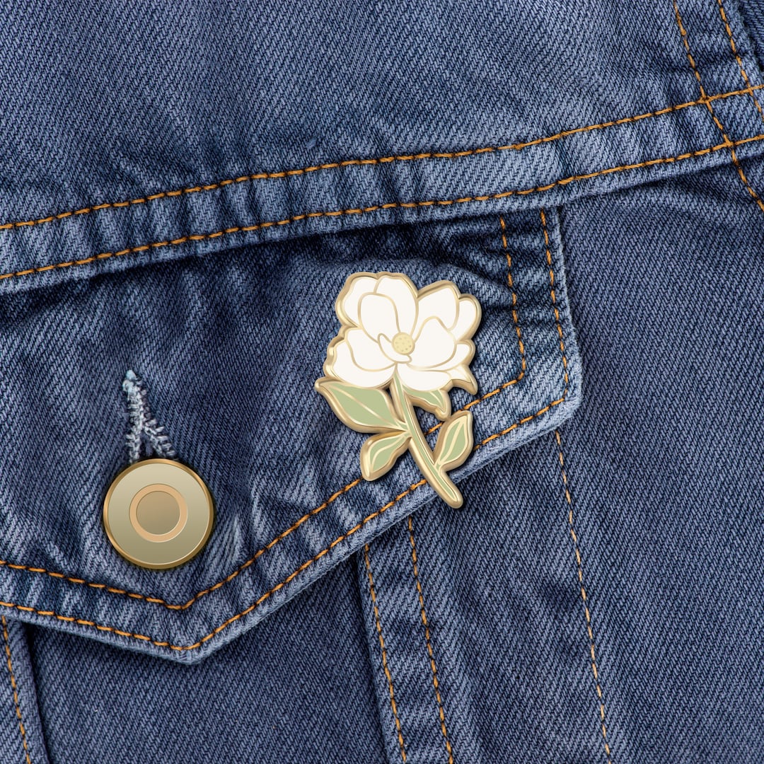 Flower Enamel Pin Magnolia Lapel Pin Flower Brooch Flower Lover Gift ...