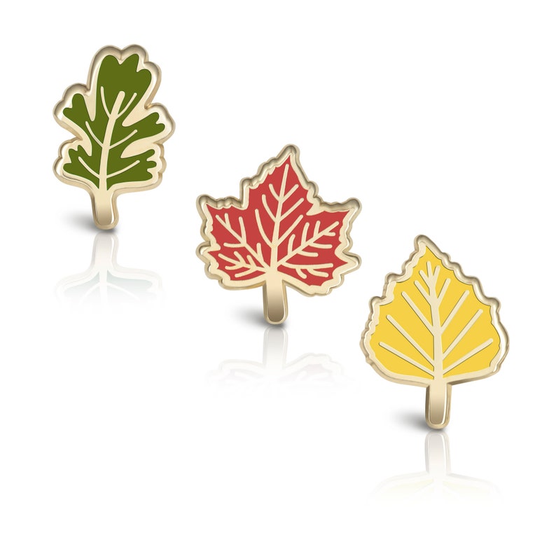 Mini Leaf Set Leaf Enamel Pin Set Fall Pins Nature's Elegance in ...