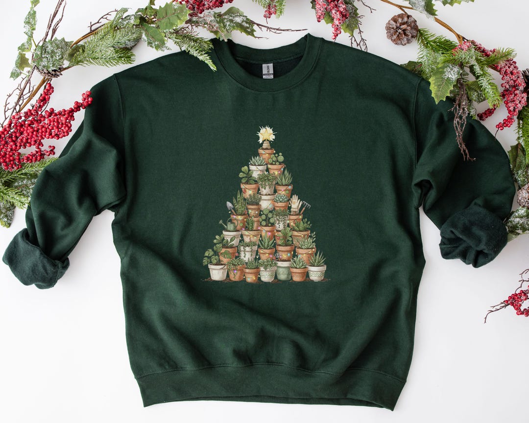 Plant Christmas Tree Sweatshirt • Botanical Holiday Sweater - Etsy