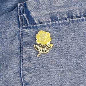 Yellow Rose Hard Enamel Pin Flower Pin Valentine's Day Gifts Yellow ...