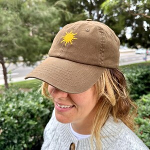 Sunshine Hat Embroidered Sun Hat Nature Inspired Adjustable Summer Cap ...
