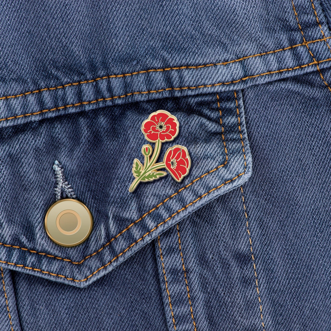 Poppy Wildflower Flower Enamel Pin / Poppy Floral Lapel Pin - Etsy