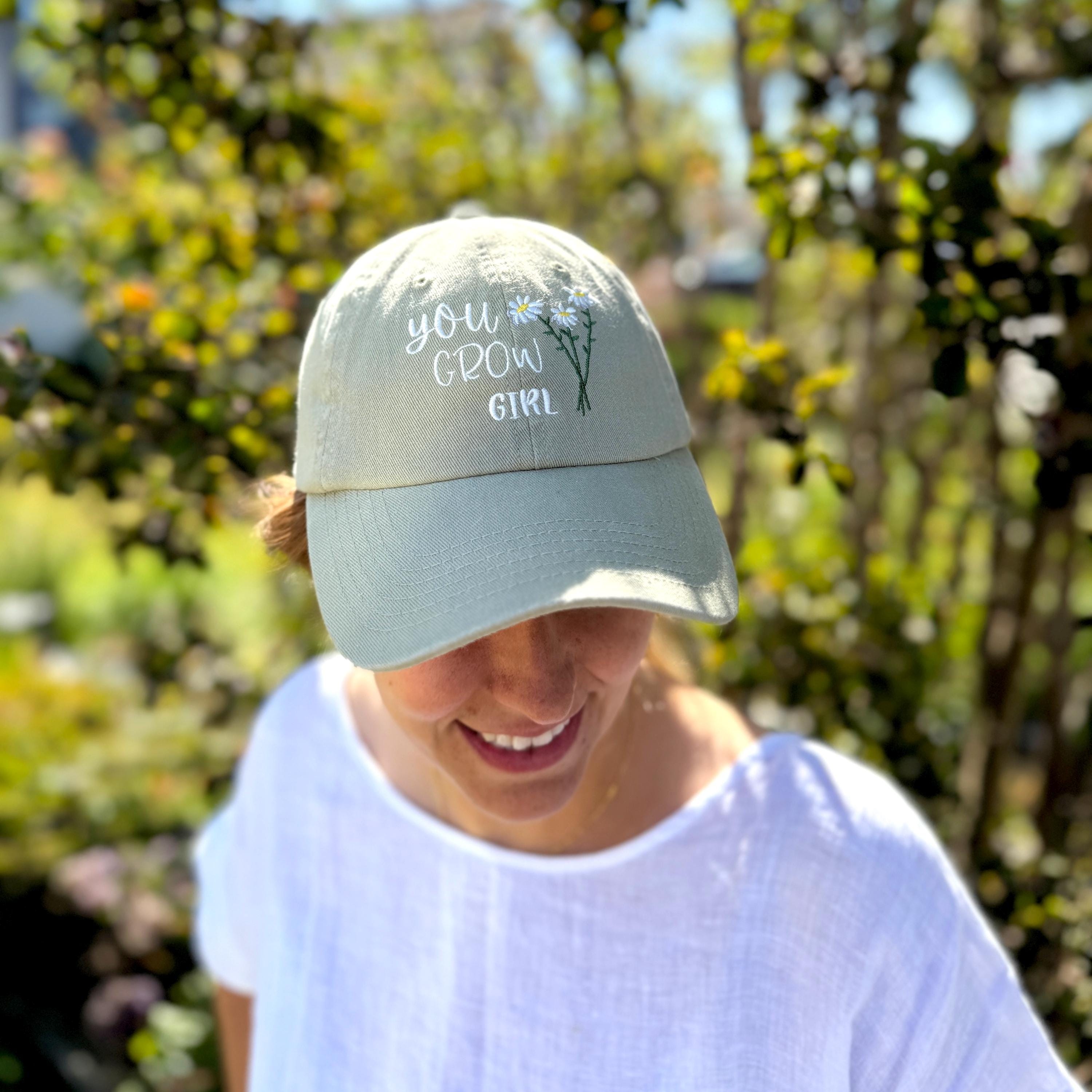 You Grow Girl Vintage Embroidered Hat Plant Lover's Cap, Nature ...