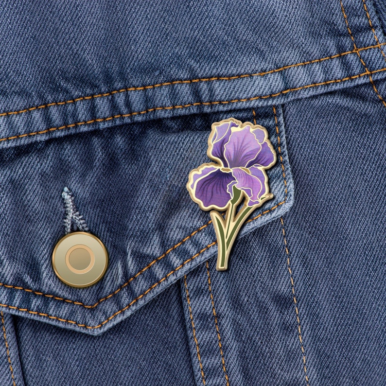 Iris Floral Lapel Pin | February Birth Month Flower Lapel Pin Birth ...