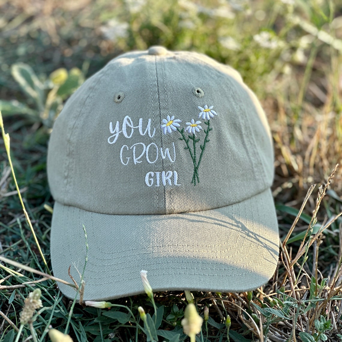 You Grow Girl Vintage Embroidered Hat Plant Lover's Cap, Nature ...